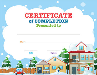 Certificate template with kids in winter Vector Image