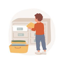 Boy Put Away Laundry Clipart