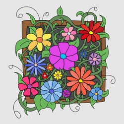 Frame with doodle flowers and leaves Royalty Free Vector