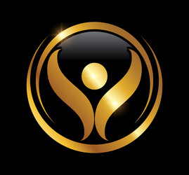 Golden simple people logo icon Royalty Free Vector Image