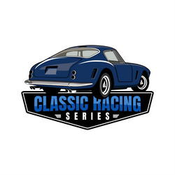 Classic cars racing series logo design Royalty Free Vector