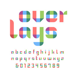 Color font alphabet with overlay effect letters Vector Image
