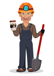 Miner man mining worker cartoon character Vector Image