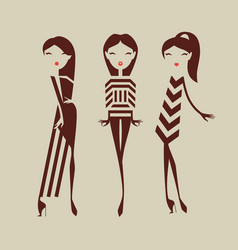 Fashion girls posing isolated on light background Vector Image