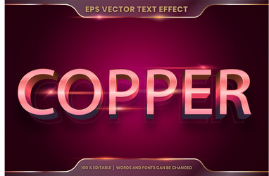 Text effect in 3d copper words theme Royalty Free Vector