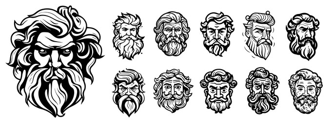 Ancient greek man head logo Royalty Free Vector Image
