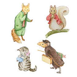 Watercolor friends peter rabbit by beatrix potter Vector Image