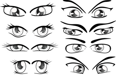 Complete set of the drawn eyes Royalty Free Vector Image