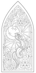 Gothic Rose Window Coloring Page Royalty Free Vector Image