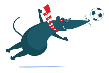 Cartoon rat or mouse plays football Royalty Free Vector