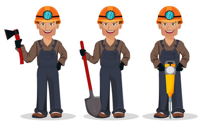 Miner man mining worker cartoon character Vector Image