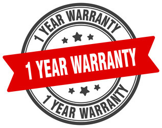 1 year warranty 3d gold badge with red ribbon Vector Image