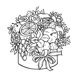 Hand drawn flowers in box sketch Royalty Free Vector Image