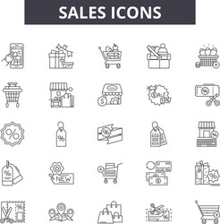 Database line icons signs set store Royalty Free Vector