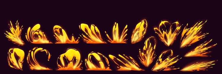 Lava splash vfx game video effect 2d fire drops Vector Image
