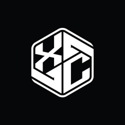 Xc letter logo monogram hexagon shield shape Vector Image