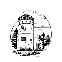 Observation post icon hand draw black colour army Vector Image