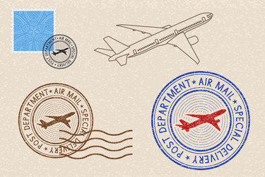 Postal elements postmarks ink stamps Royalty Free Vector