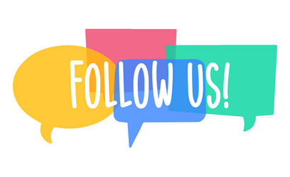 Follow us banner round label with thumbs up Vector Image