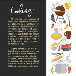 Cooking club poster with kitchenware Royalty Free Vector