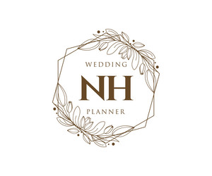 Nh initials letter wedding monogram logos Vector Image