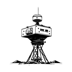 Observation post icon hand draw black colour army Vector Image