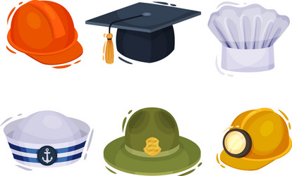 Professional headwear for various occupations Vector Image