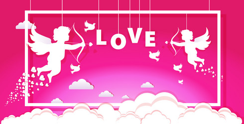 Cupid shooting arrow cartoon Royalty Free Vector Image