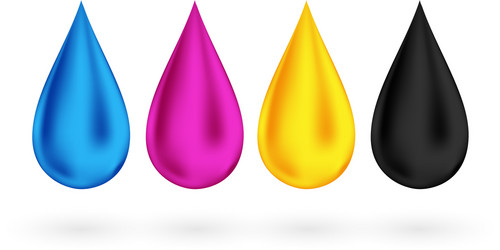 Cmyk color drops liquid ink print concept Vector Image