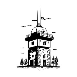 Observation post icon hand draw black colour army Vector Image