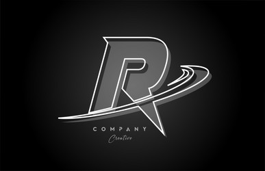 White black r line letter icon alphabet logo Vector Image