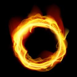 Fire ring realistic burning fiery circus circle Vector Image