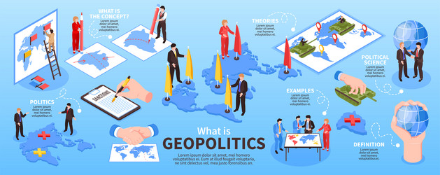 Isometric geopolitics war composition Royalty Free Vector