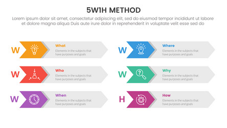 5w1h problem solving method infographic 6 point Vector Image