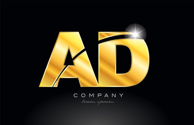 Gold golden ad combination alphabet bold letter Vector Image