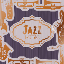 Jazz day frame with instruments and wooden Vector Image