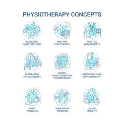 Physiotherapy gradient blue concept icons set Vector Image