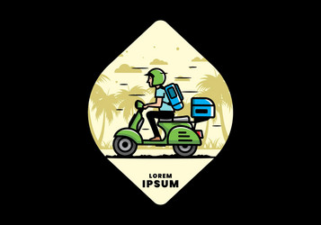 Man goes on vacation riding scooter Royalty Free Vector
