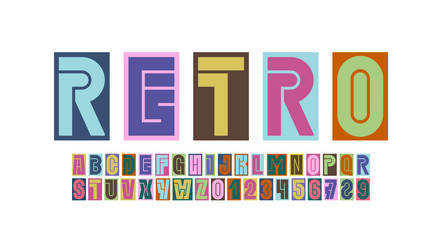 Geometric old decorative alphabet retro font Vector Image