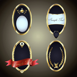 Gold framed labels set Royalty Free Vector Image