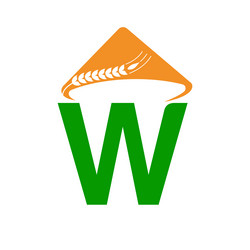 Education logo on letter w with graduation hat Vector Image