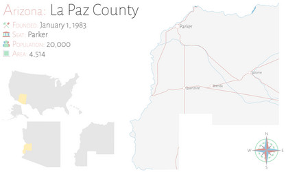 Map la paz county in arizona Royalty Free Vector Image