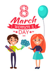 Cartoon boy artist congratulated on march 8 Vector Image