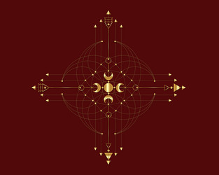 Triple moon sacred geometry mystical arrows Vector Image