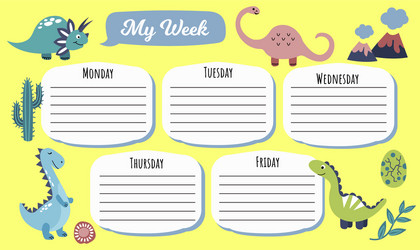 School timetable template for 5 days a week Vector Image