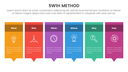 5w1h problem solving method infographic 6 point Vector Image