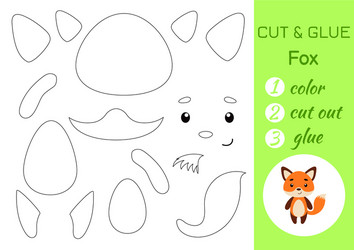 Cut and glue paper little fox kids crafts Vector Image