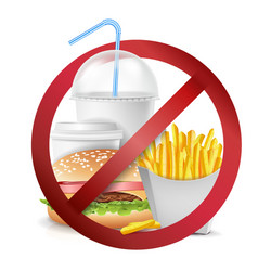 Fast food danger label no allowed symbol Vector Image