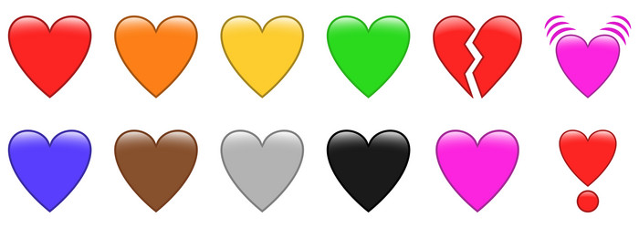 Heart emojis icons in different colors Royalty Free Vector