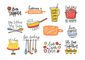 Bundle of slogans written with cursive font Vector Image